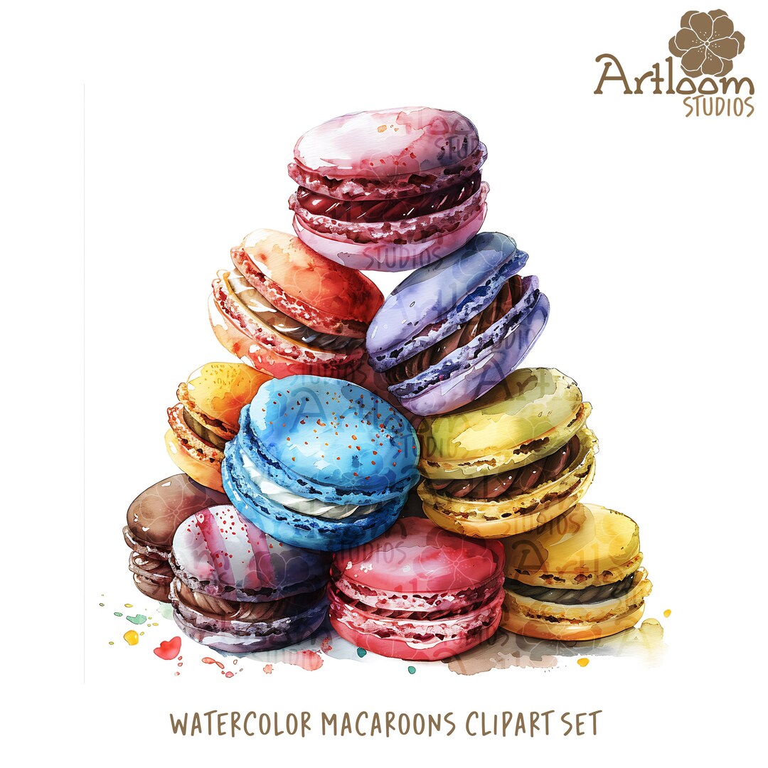 Watercolor Macaroons Clipart Set 10 Printable Macaroons Jpgs High ...