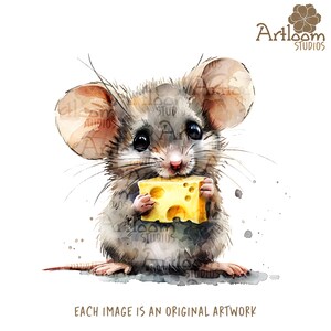 10 Mouse With Cheese Clip Art Printable Watercolor Cute Mouse Jpgs High ...