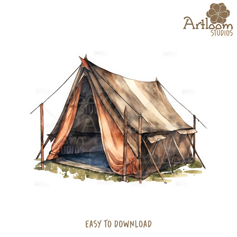 10 Watercolor Camping Tent Clip Art Printable Camping Tent Images High ...