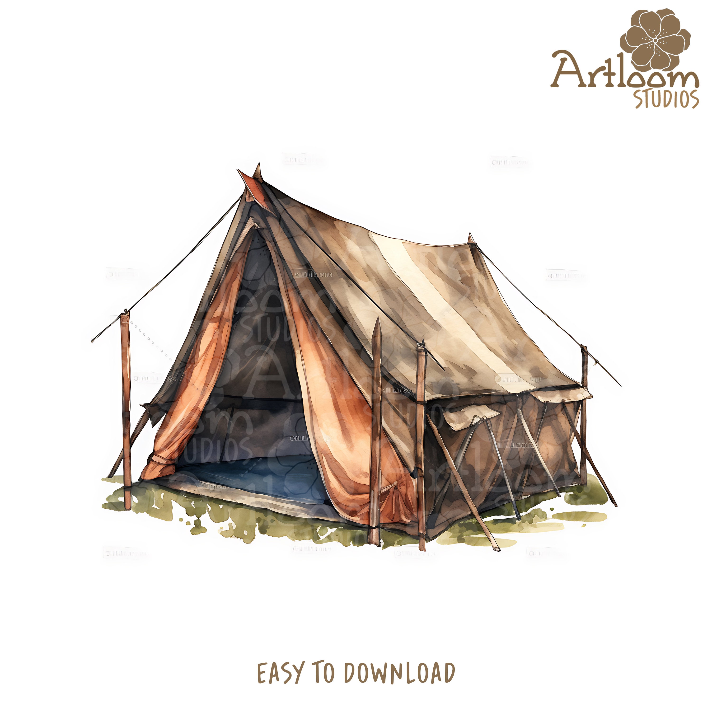 10 Watercolor Camping Tent Clip Art Printable Camping Tent Images High ...