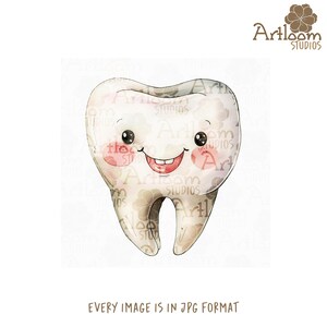 10 Cartoon Tooth Clip Art Printable Watercolor Tooth Jpgs High-quality ...