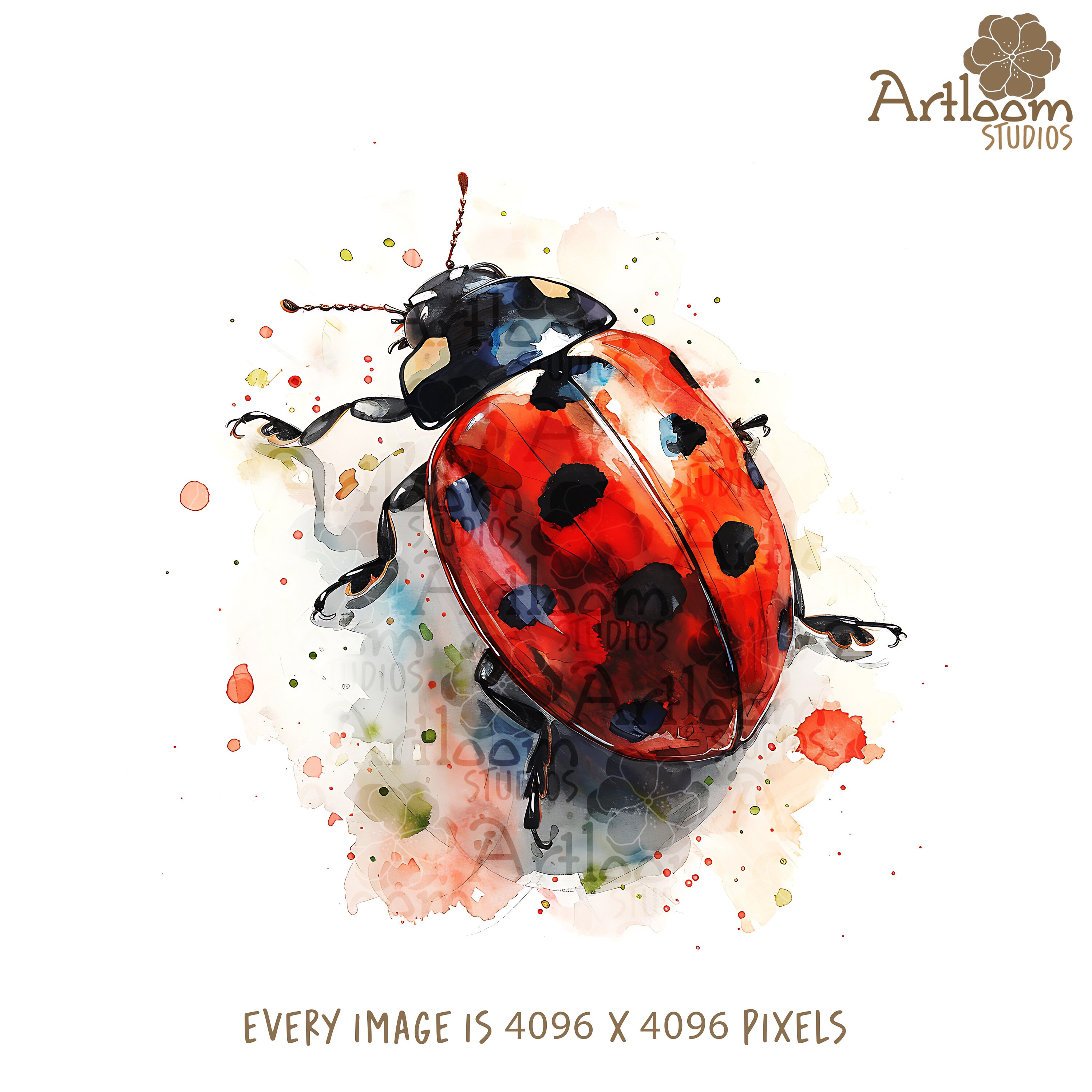 10 Watercolor Cute Ladybug Clip Art Printable Cute Ladybug Jpgs High ...