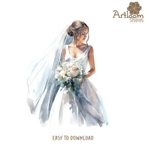 10 Beautiful Bride Clip Art Printable Watercolor Bride Images High ...