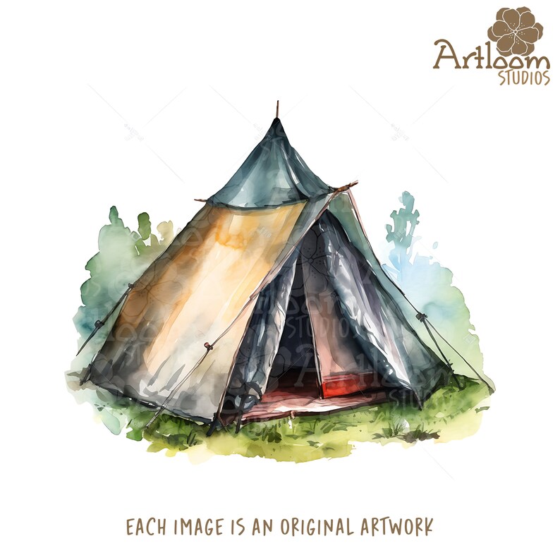 10 Watercolor Camping Tent Clip Art Printable Camping Tent Images High ...