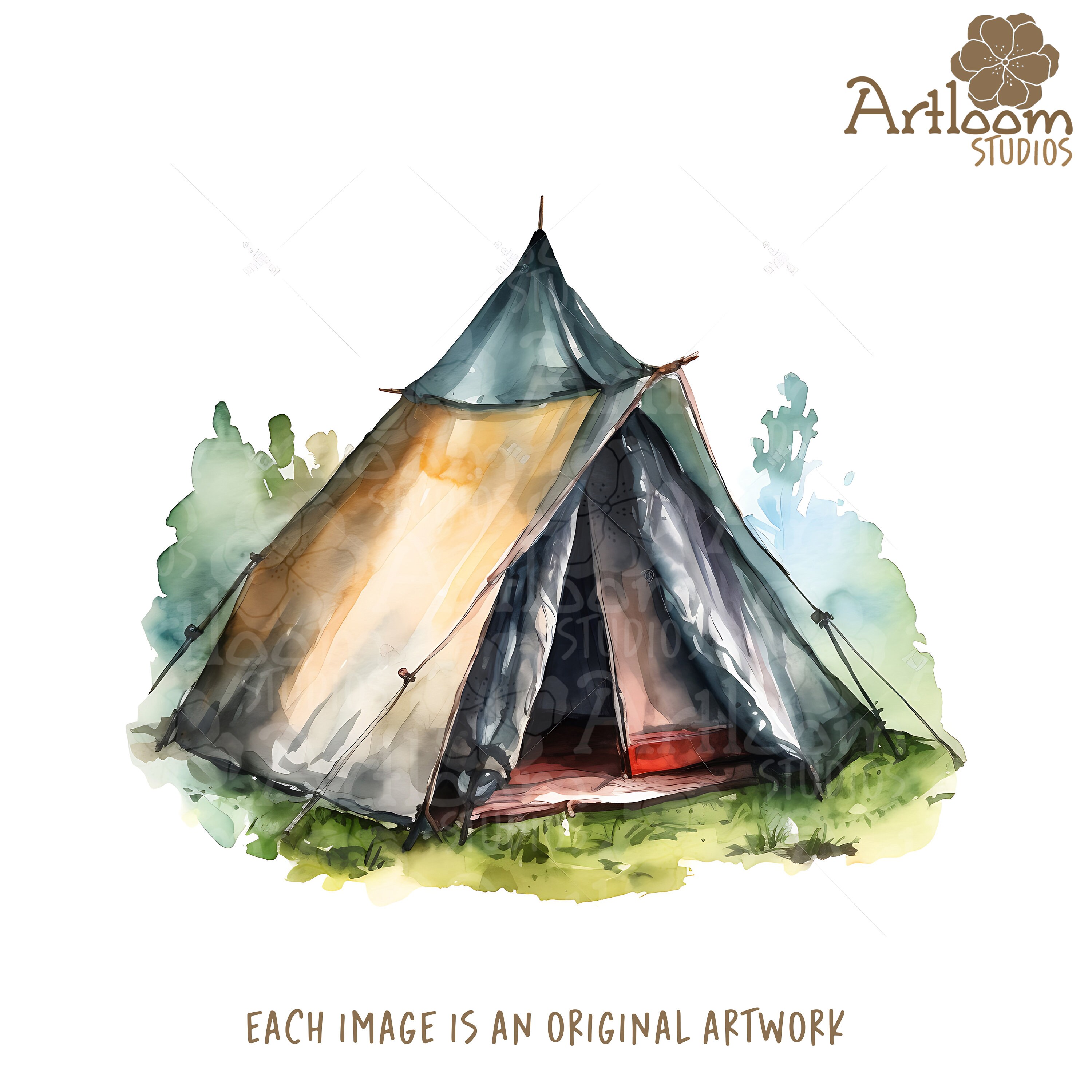 10 Watercolor Camping Tent Clip Art Printable Camping Tent Images High ...