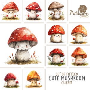 15 Cute Mushroom Clip Art Printable Watercolor Mushroom Images High ...
