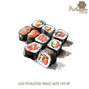 11 Watercolor Sushi Clip Art Printable Sushi Images High-quality ...