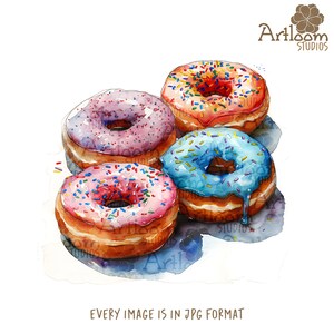 10 Tasty Doughnuts Clip Art Watercolor Printable Donuts Jpgs High ...