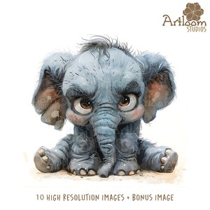 10 Grumpy Elephant Clip Art Printable Watercolor Grumpy Elephant JPG ...