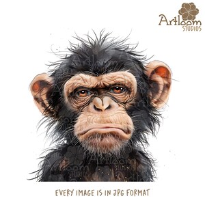 10 Grumpy Monkey Clip Art Printable Watercolor Grumpy Monkey JPG High ...