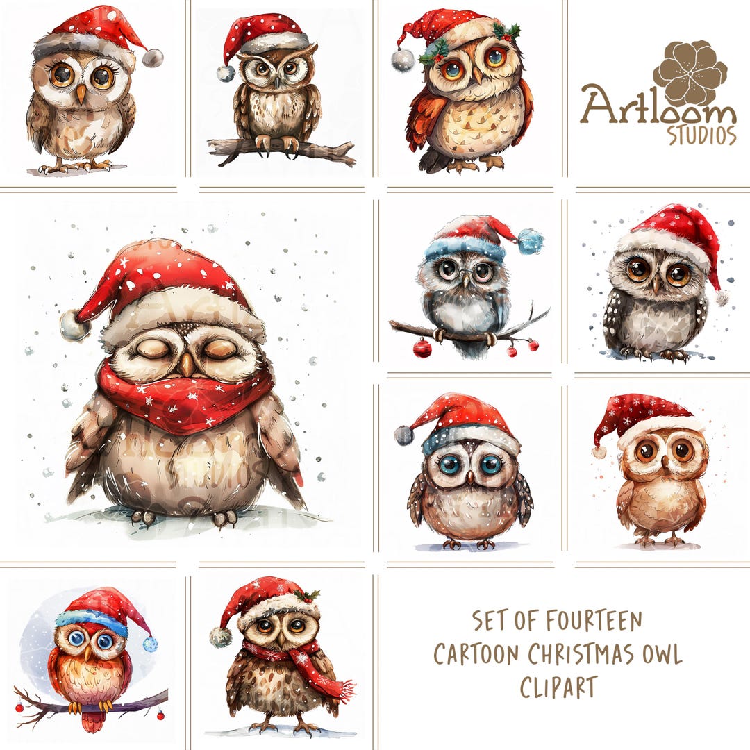 14 Cartoon Christmas Owl Clip Art Printable Owl Images High-quality ...