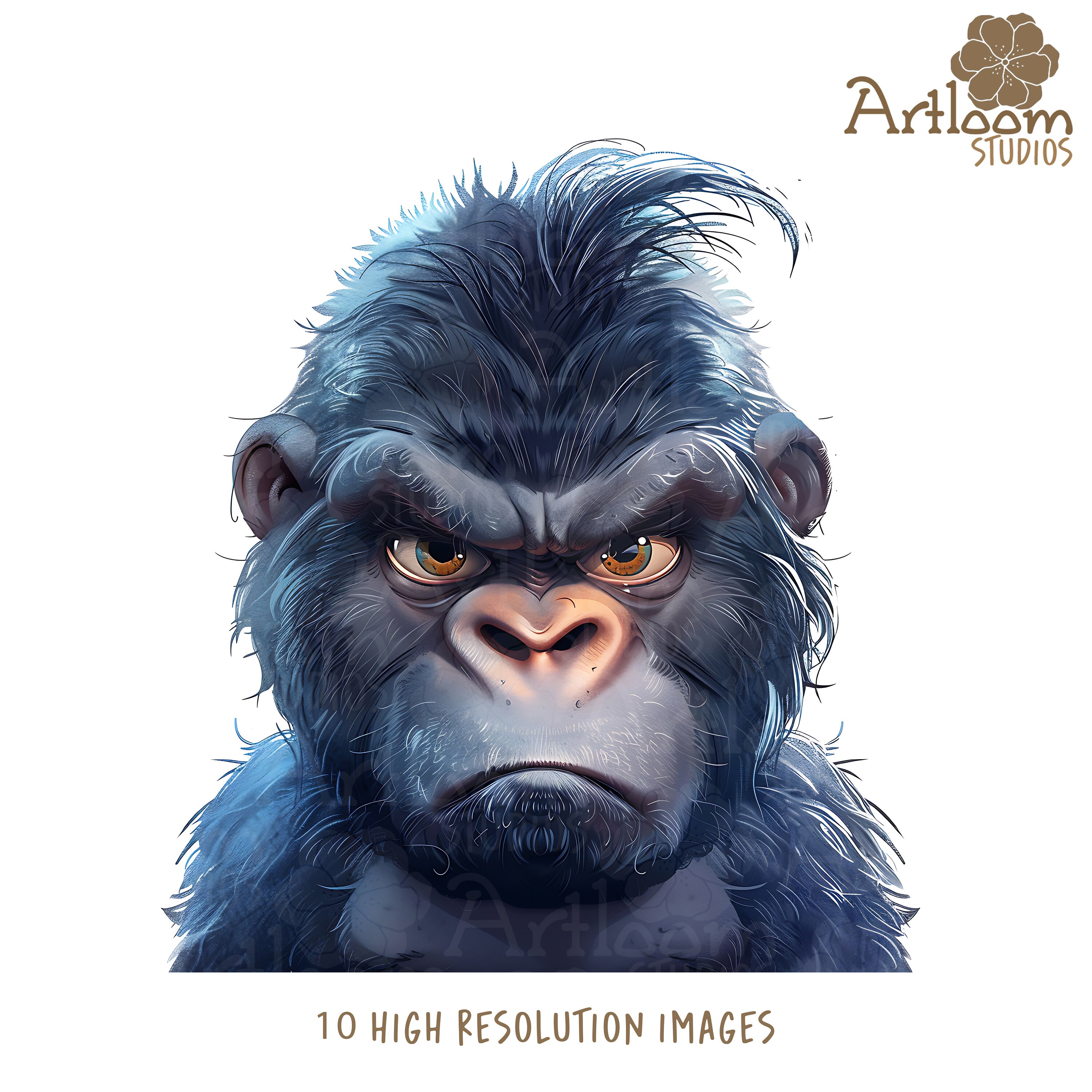 10 Grumpy Gorilla Clip Art Printable Watercolor Grumpy Gorilla JPG High ...