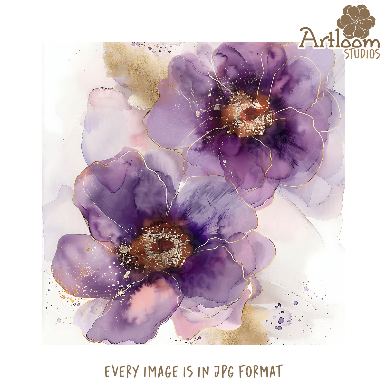 09 Abstract Flowers Clip Art Printable Watercolor Abstract Flowers High ...