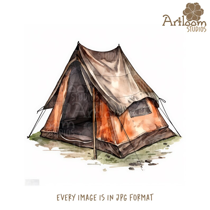10 Watercolor Camping Tent Clip Art Printable Camping Tent Images High ...