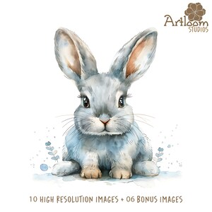 10 Cartoon Bunny Clip Art Printable Watercolor Cartoon Bunny Image High ...