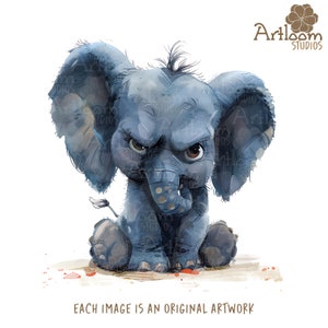 10 Grumpy Elephant Clip Art Printable Watercolor Grumpy Elephant JPG ...