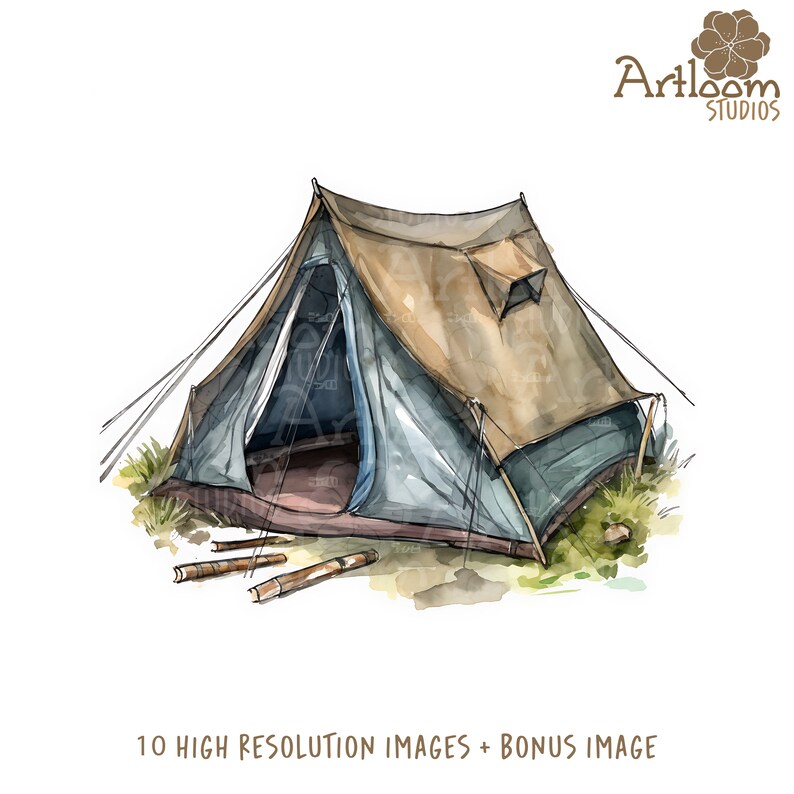 10 Watercolor Camping Tent Clip Art Printable Camping Tent Images High ...