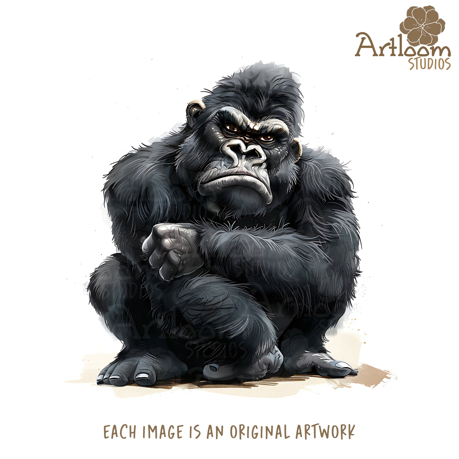 10 Grumpy Gorilla Clip Art Printable Watercolor Grumpy Gorilla JPG High ...