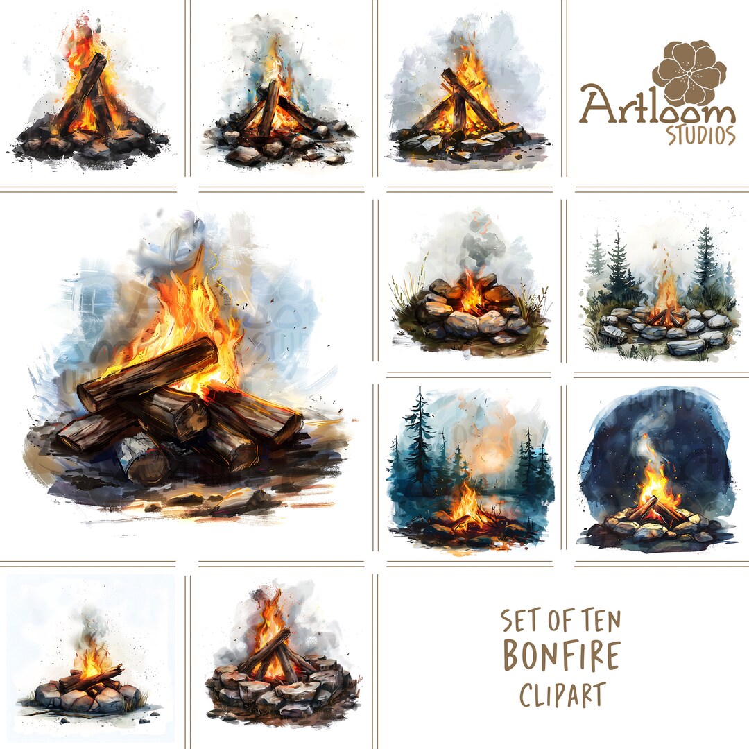10 Bonfire Clip Art Printable Watercolor Bonfire Images High-quality ...