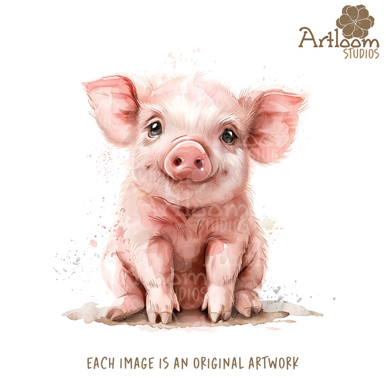 10 Baby Pig Clip Art Printable Watercolor Baby Pig Images High-quality ...