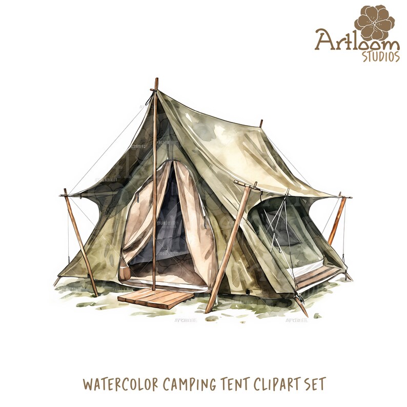 10 Watercolor Camping Tent Clip Art Printable Camping Tent Images High ...