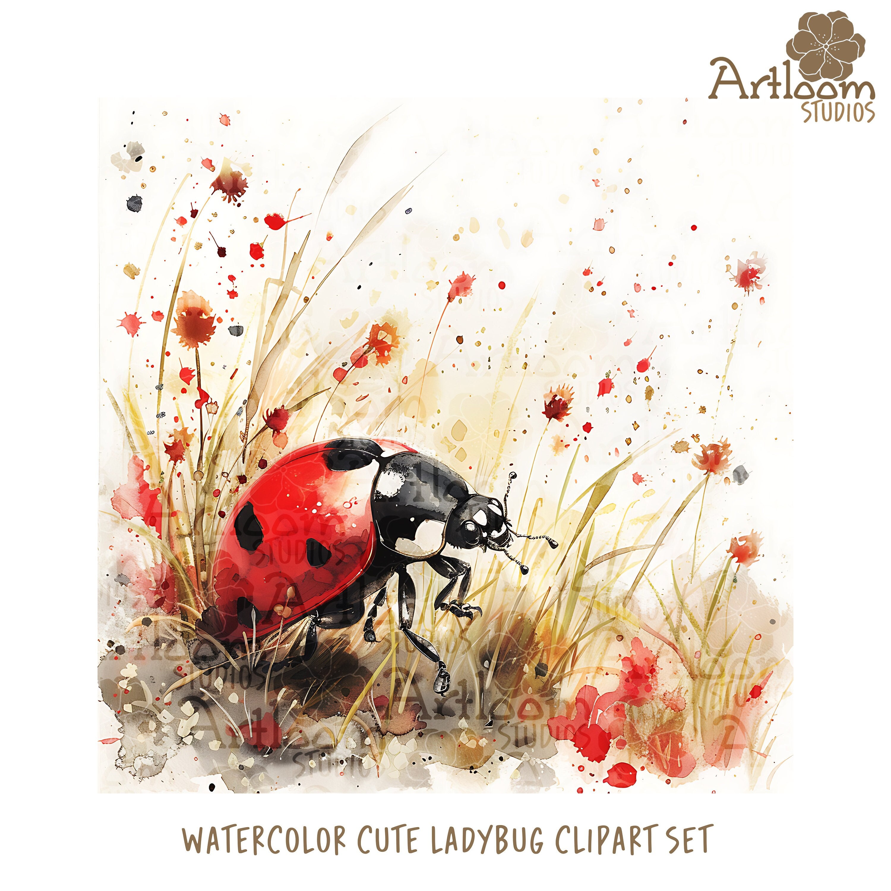 10 Watercolor Cute Ladybug Clip Art Printable Cute Ladybug Jpgs High ...