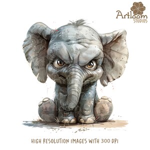 10 Grumpy Elephant Clip Art Printable Watercolor Grumpy Elephant JPG ...