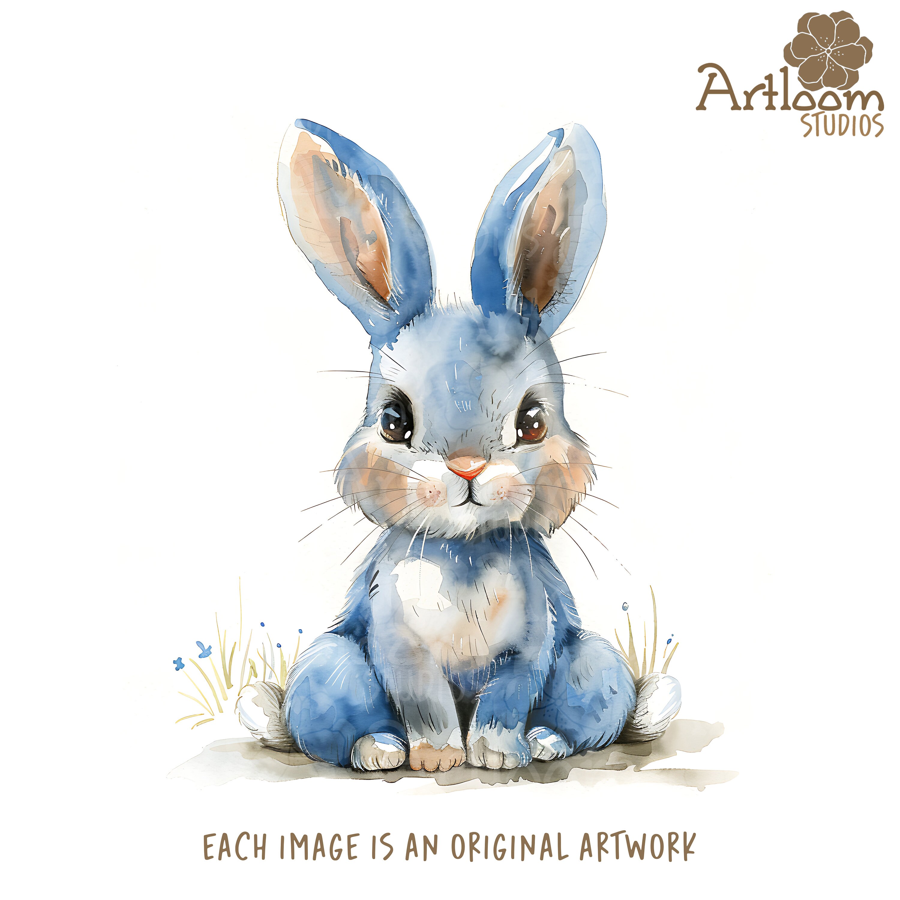 10 Cartoon Bunny Clip Art Printable Watercolor Cartoon Bunny Image High ...