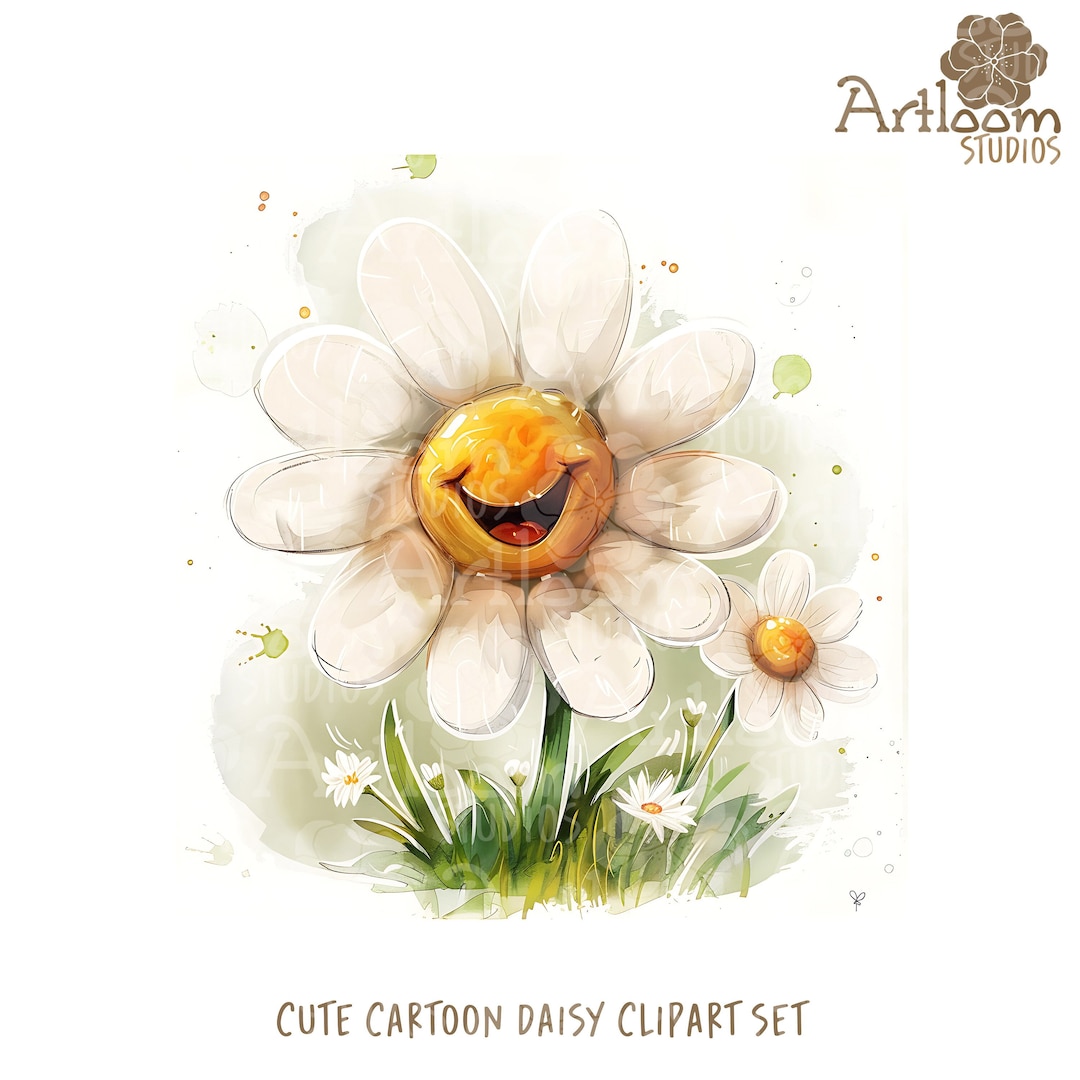 10 Cute Cartoon Daisy Clip Art Printable Watercolor Daisy Images High ...