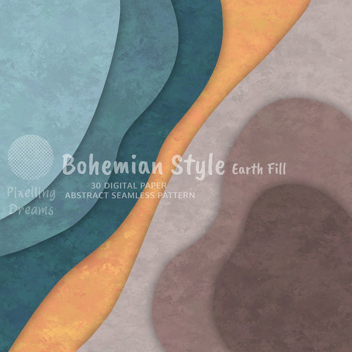 Boho Style Earth Fill Digital Paper, Abstract Nature Seamless Patterns ...