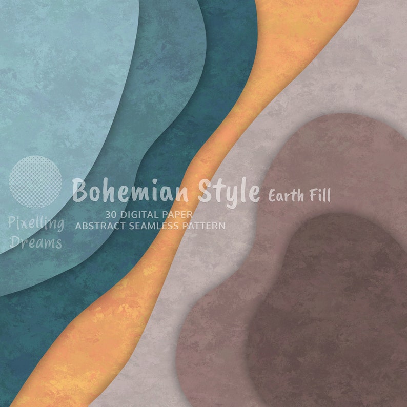 Boho Style Earth Fill Digital Paper, Abstract Nature Seamless Patterns ...
