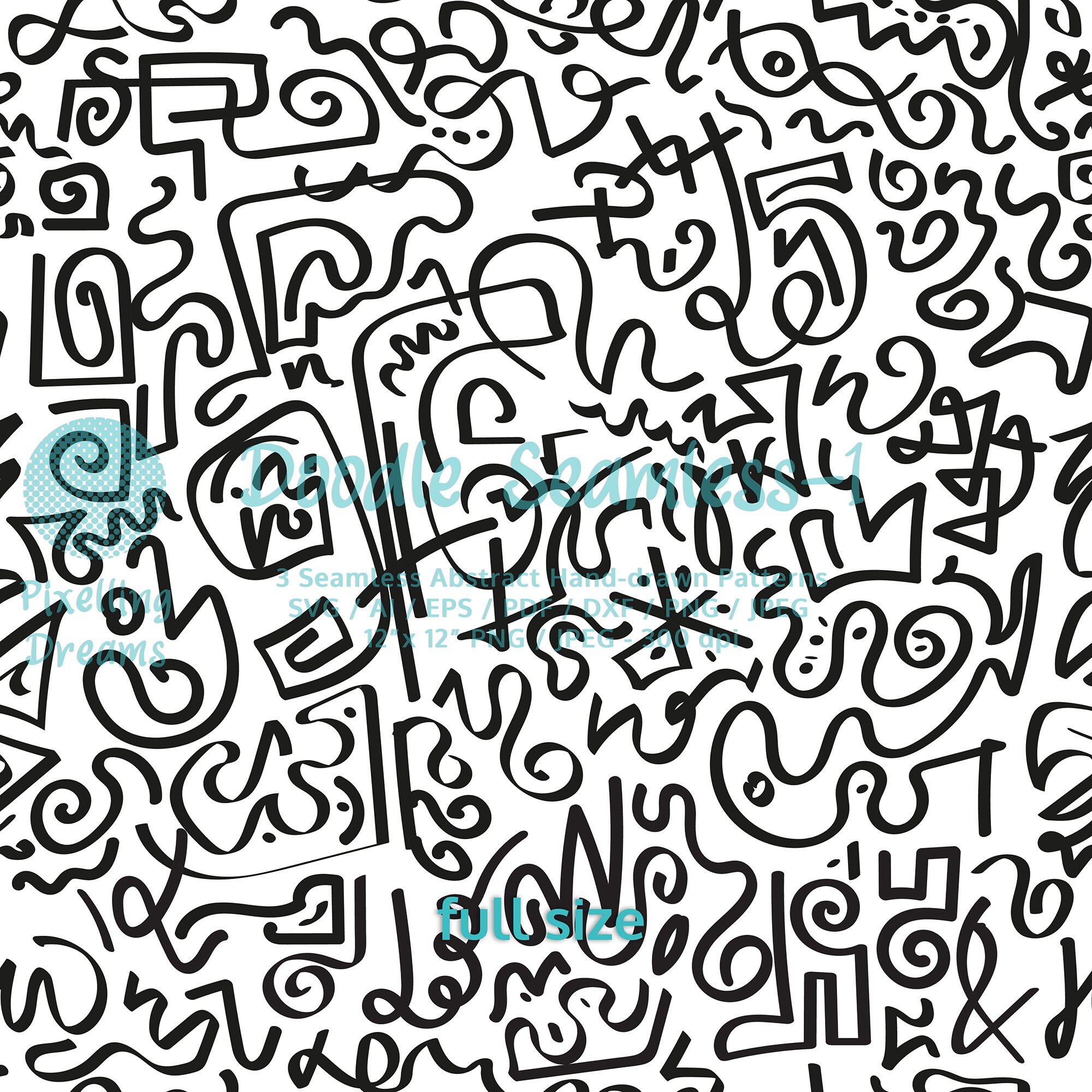 Doodle Seamless SVG Bundle, Seamless Abstract Hand-drawn Patterns ...