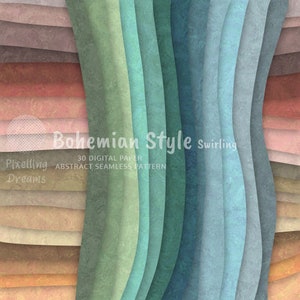Boho Style Swirling Digital Paper, Abstract Nature Seamless Patterns ...