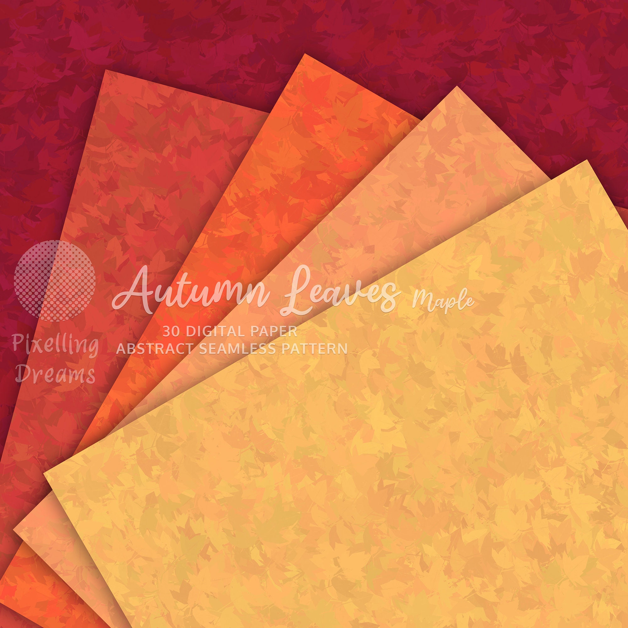 Autumn Leaves Digital Paper, Maple Leaves Abstract Nature Seamless ...