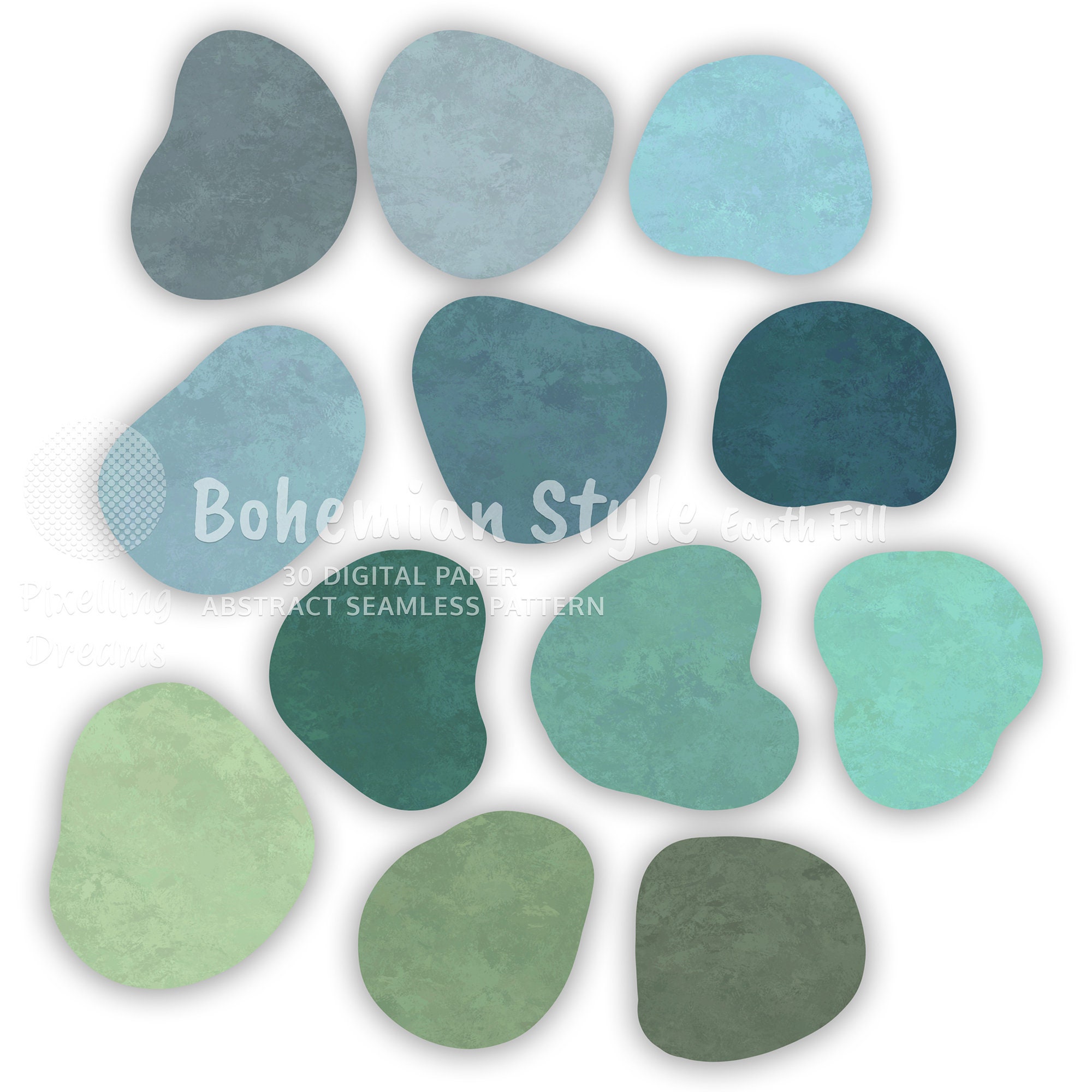 Boho Style Earth Fill Digital Paper, Abstract Nature Seamless Patterns ...