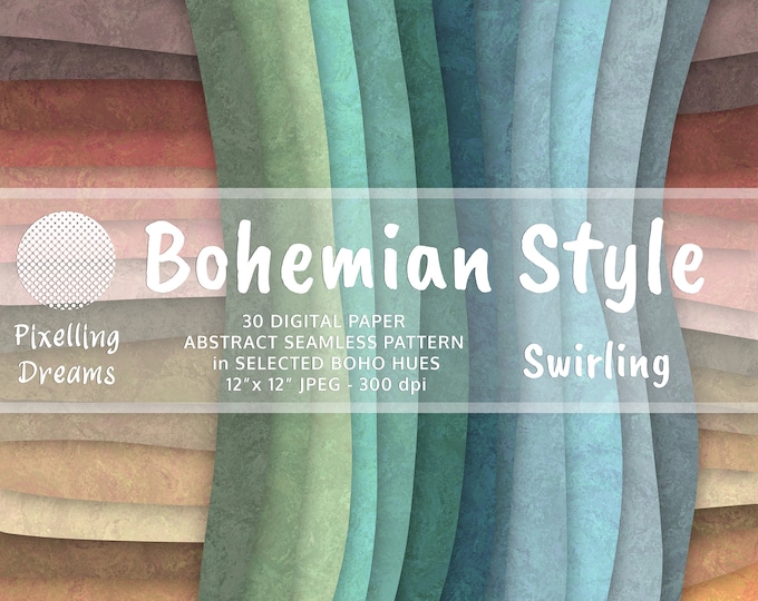 Bohemian Tones, Digital Paper Pack, Boho Seamless Textures, Natural ...