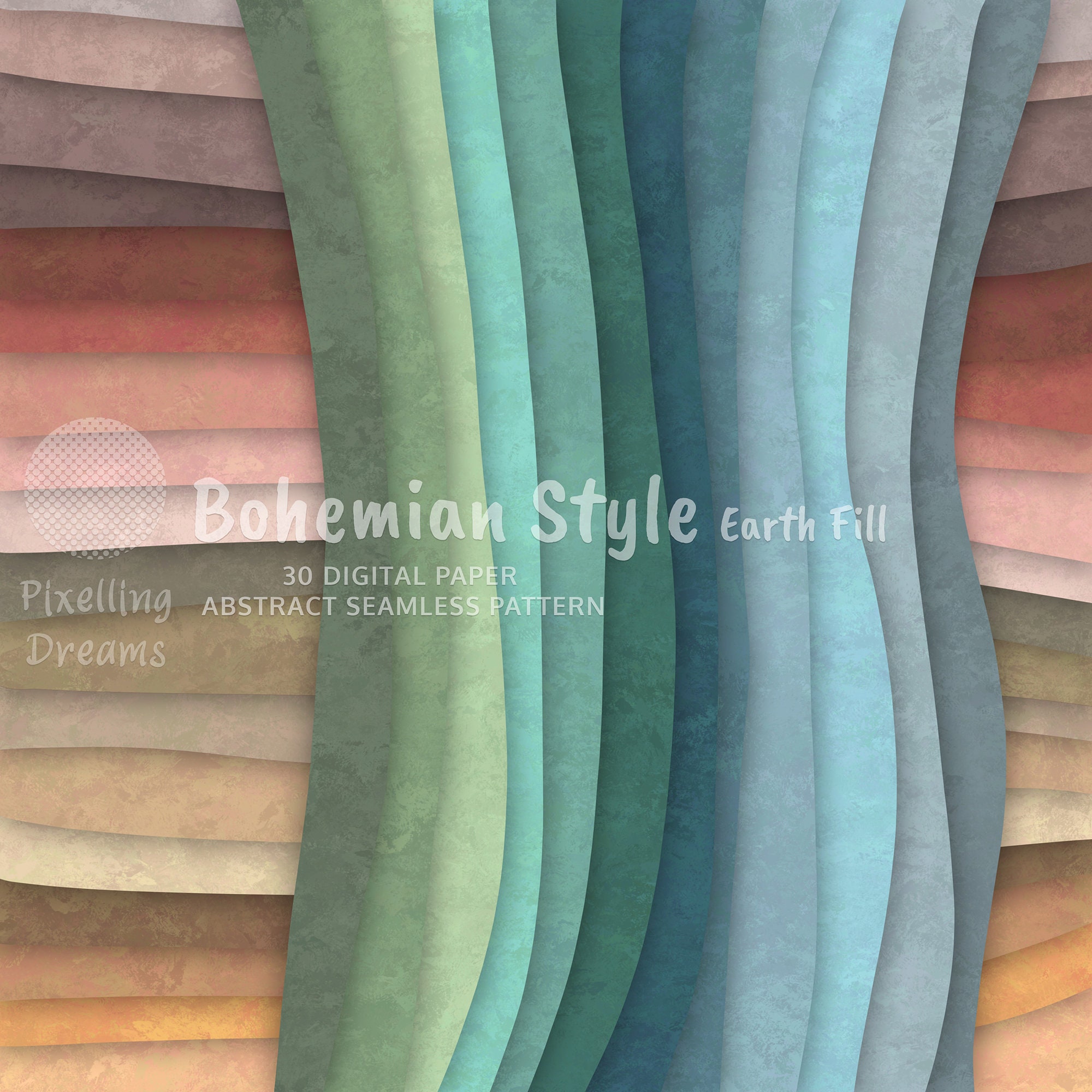 Boho Style Earth Fill Digital Paper, Abstract Nature Seamless Patterns ...