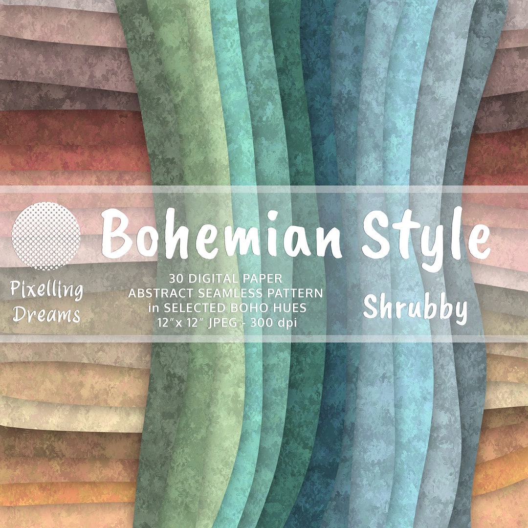 Boho Style Shrubby Digital Paper, Abstract Nature Seamless Patterns ...