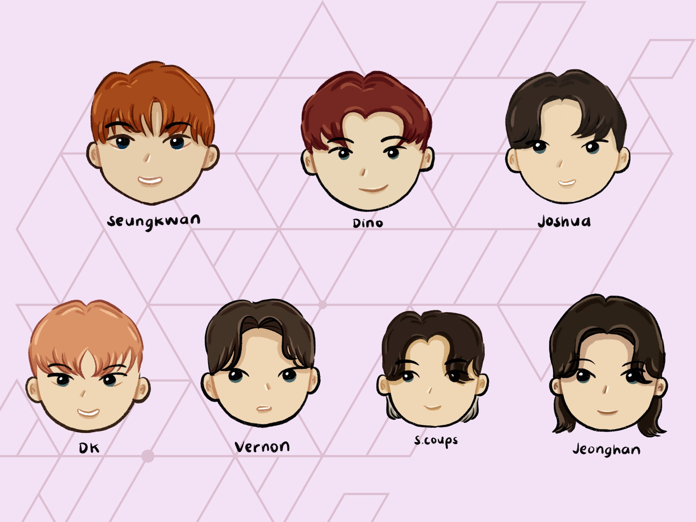 SEVENTEEN CARAT Digital Sticker Set, PNG, Printable, Seventeen Art, All ...