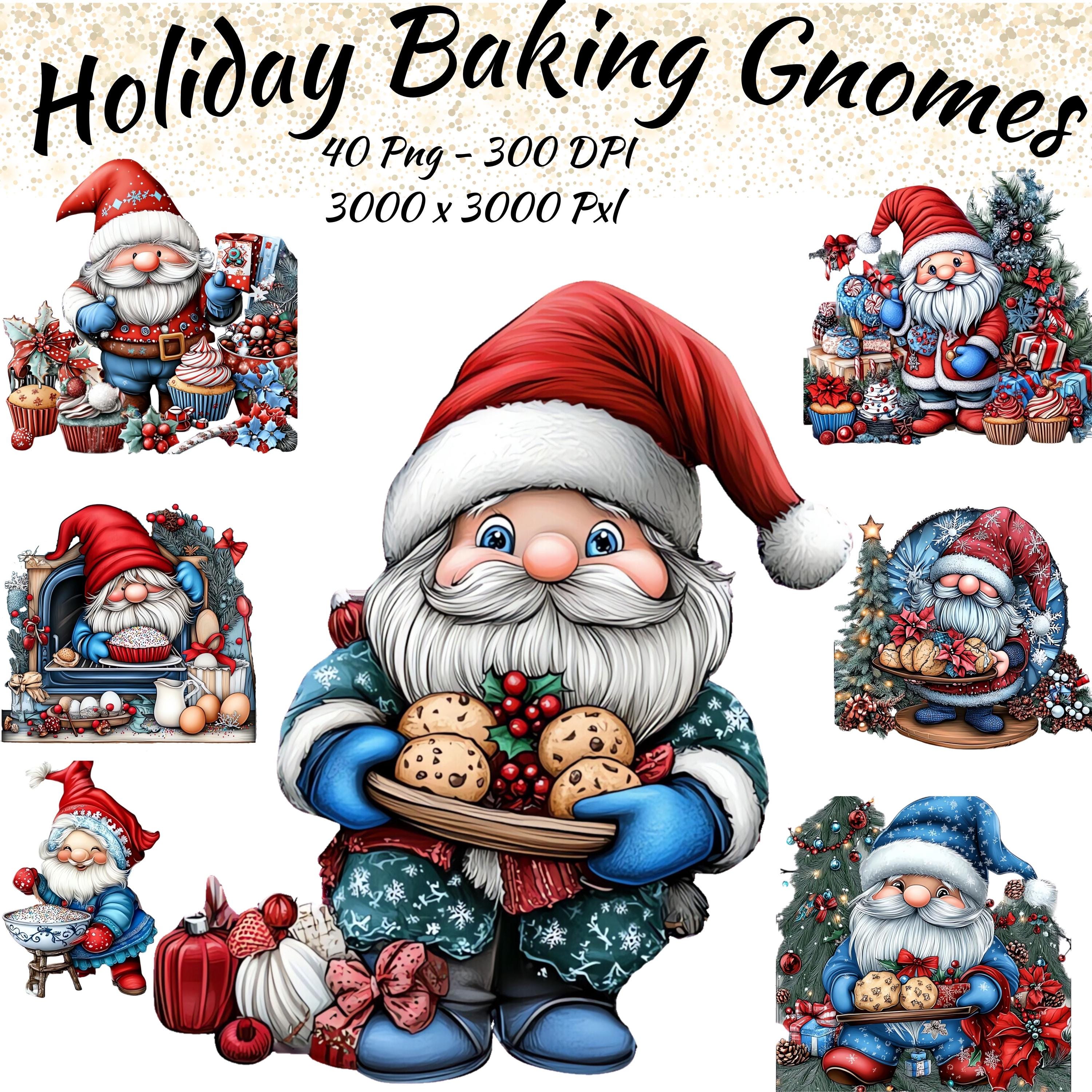 Holiday Baking Gnomes Clipart Set Fun & Festive Pngs for Your Holiday ...
