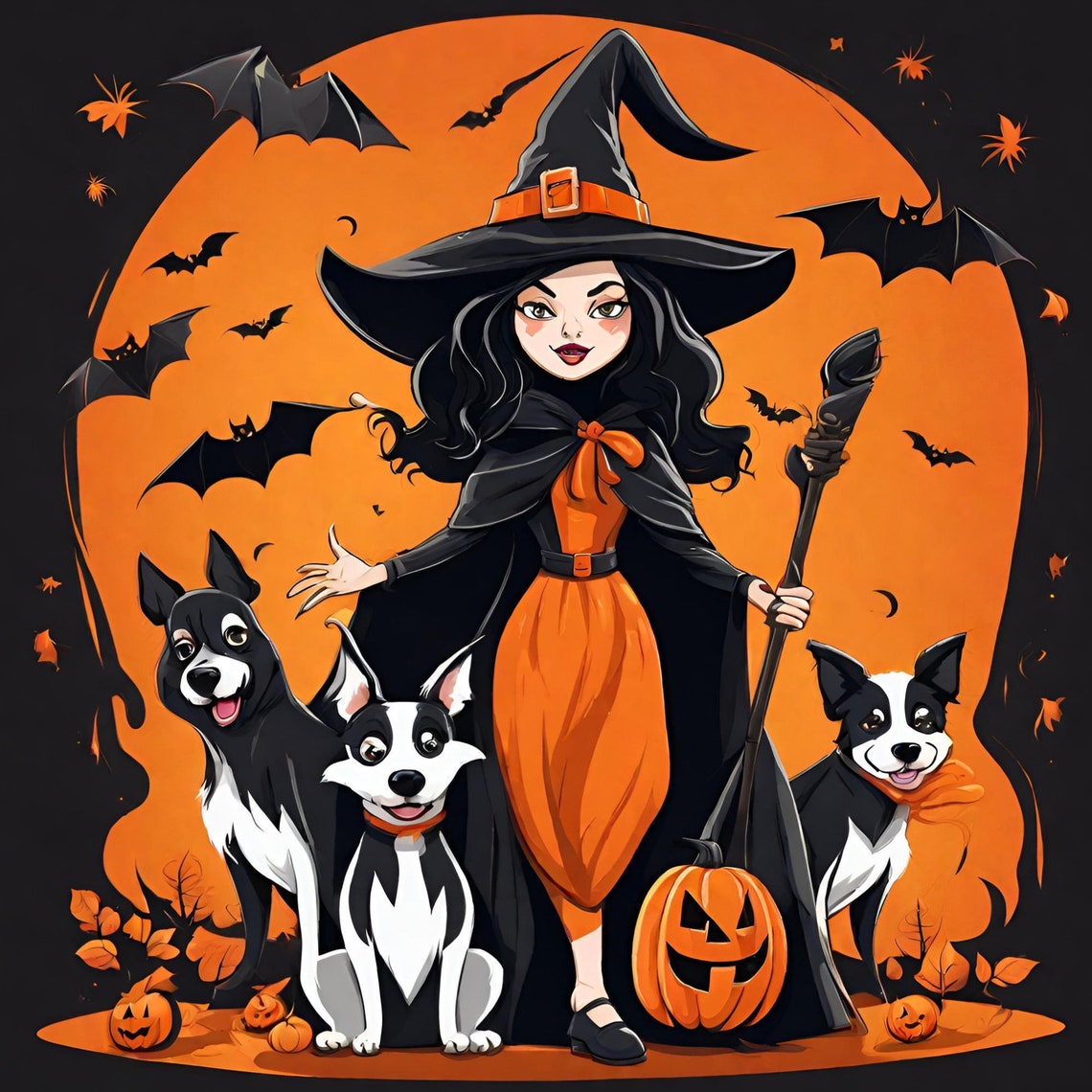 Gothic Witches Halloween Clip Art Bundle Spooky Season Pngs, Instant ...