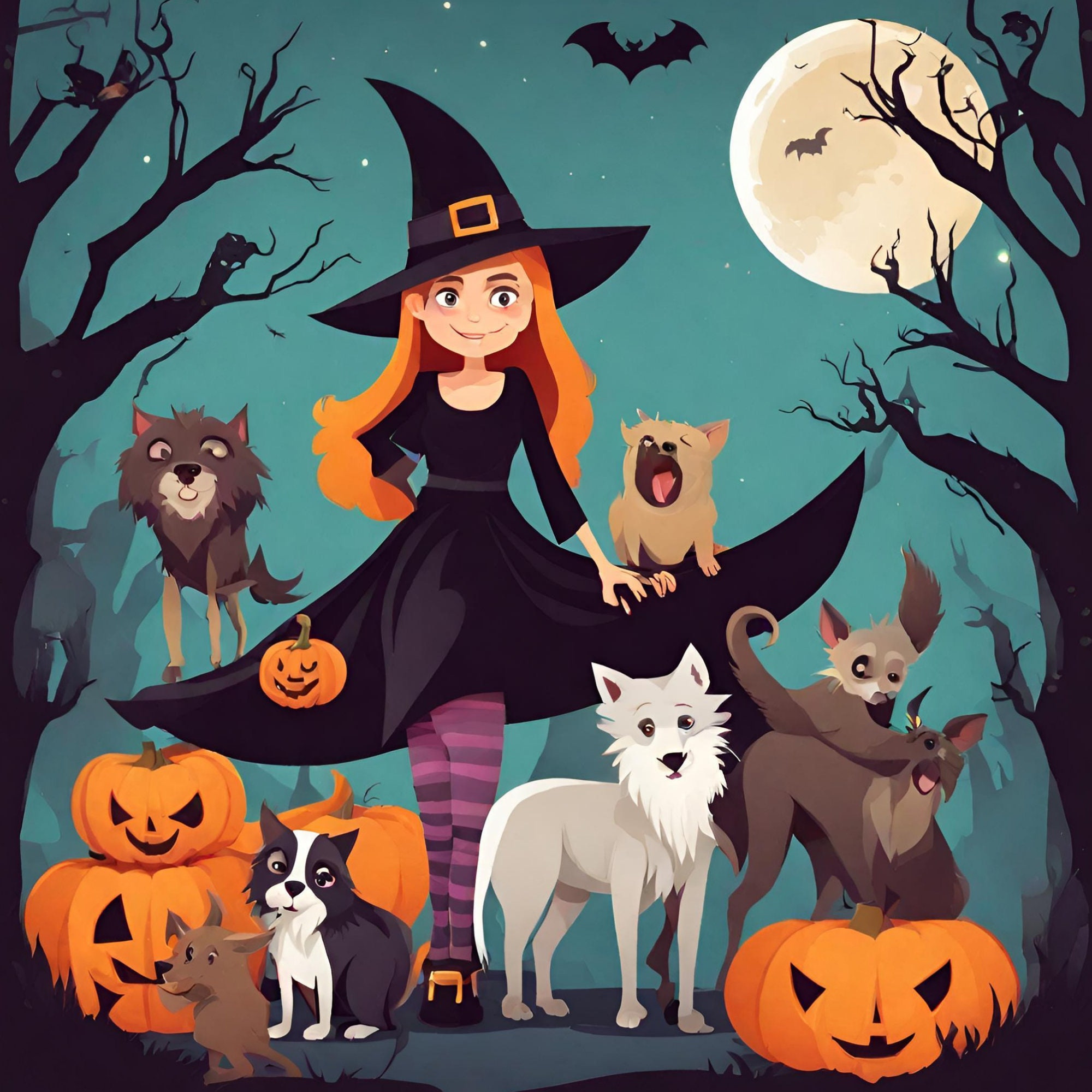Gothic Witches Halloween Clip Art Bundle Spooky Season Pngs, Instant ...