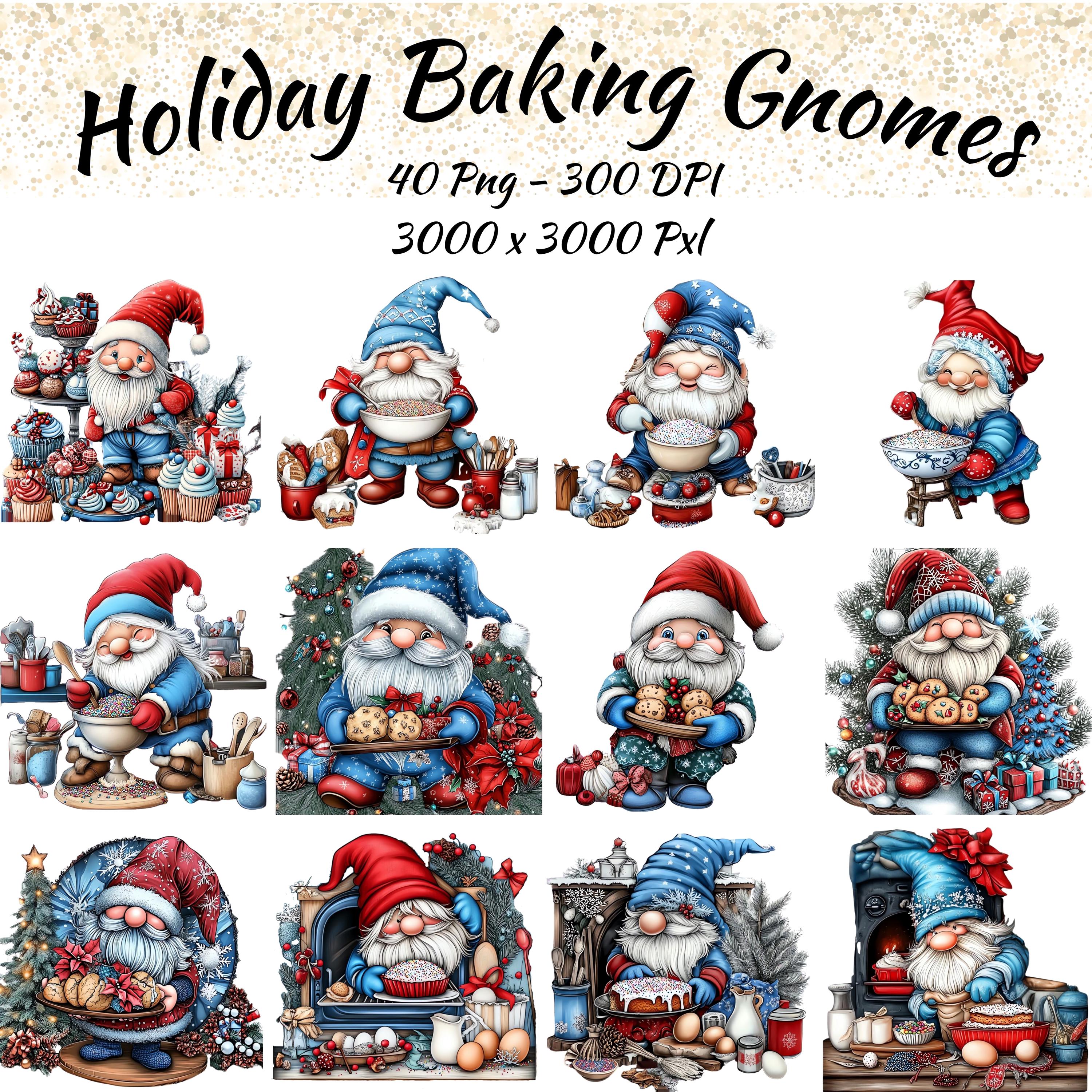 Holiday Baking Gnomes Clipart Set Fun & Festive Pngs for Your Holiday ...