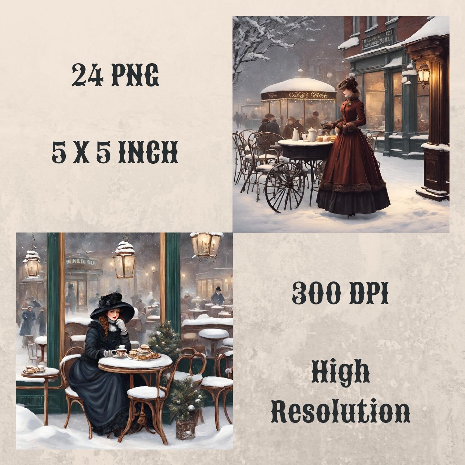 Victorian Winter Cafe Exquisite 24-piece PNG Digital Art Collection - Etsy