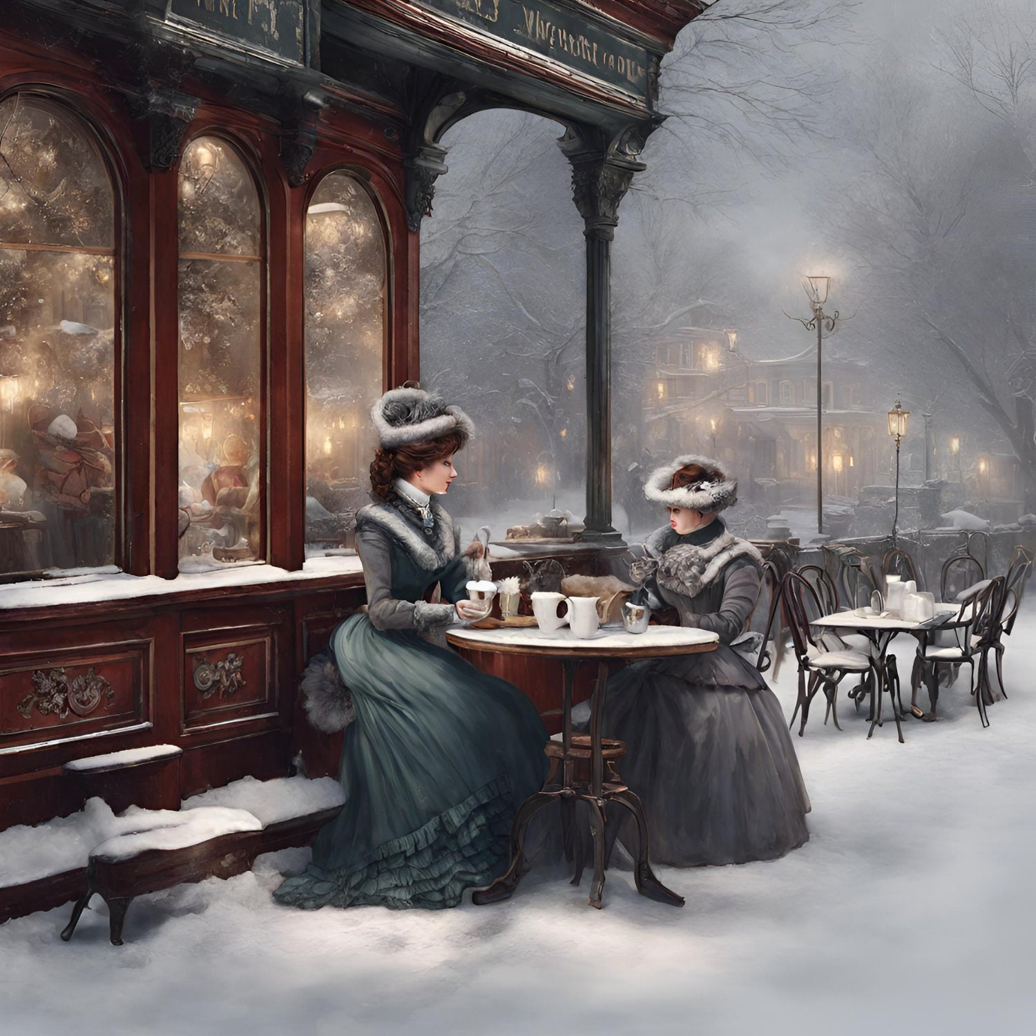 Victorian Winter Cafe Exquisite 24-piece PNG Digital Art Collection - Etsy