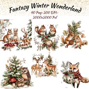 Woodland Creatures Christmas Clipart 40 Forest Animals, Deer, Foxes ...