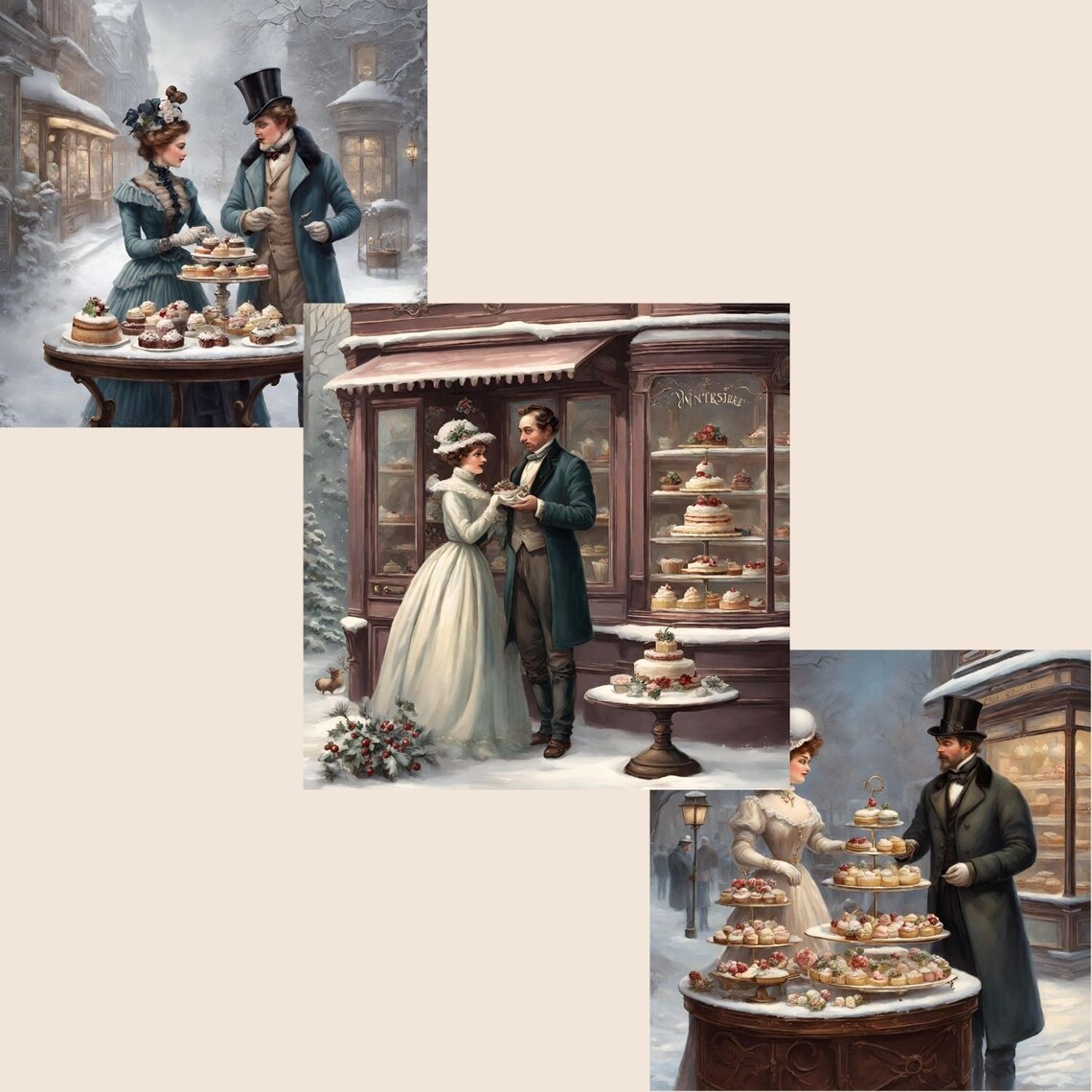 Victorian Winter Cafe Exquisite 24-piece PNG Digital Art Collection - Etsy