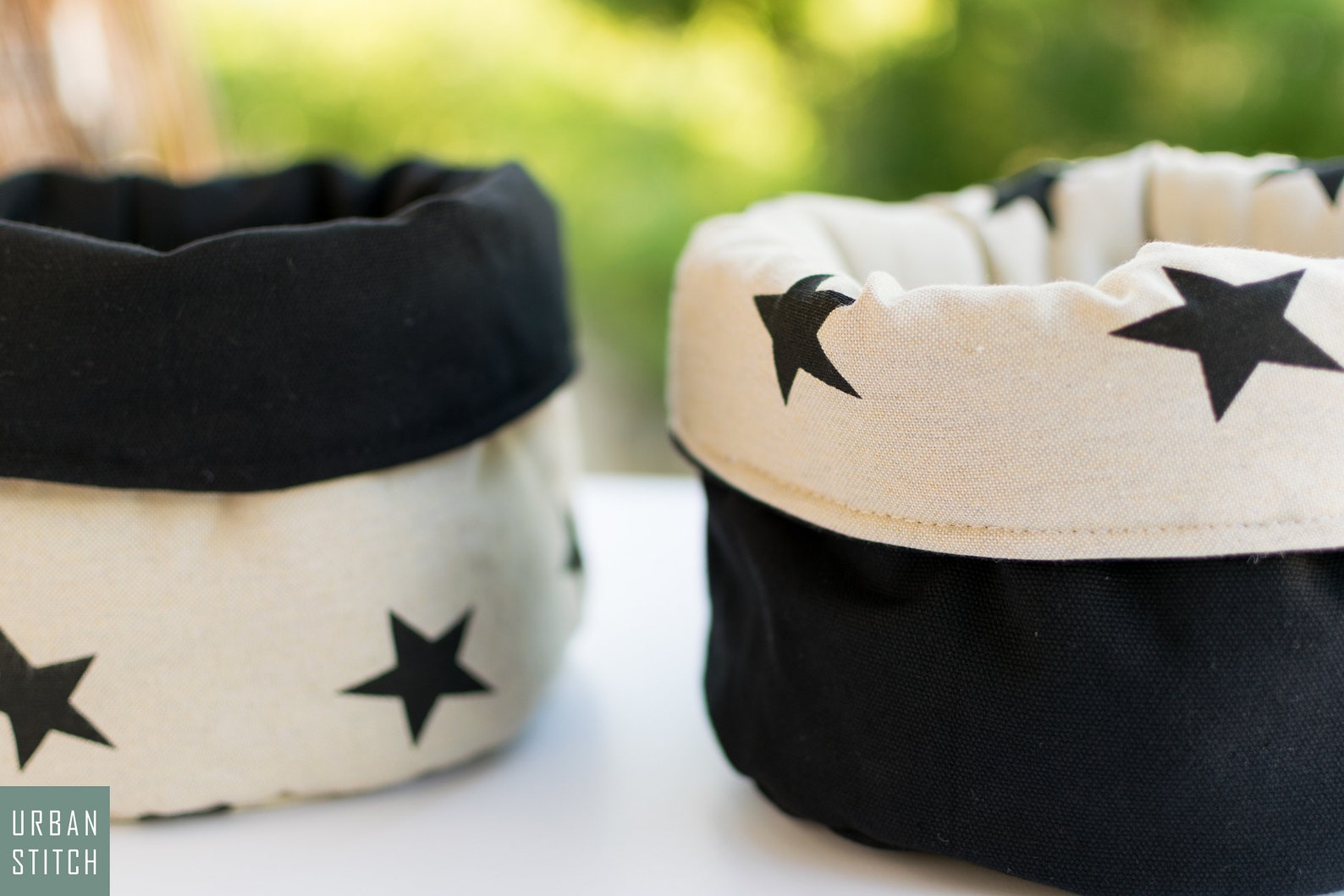 Round Fabric Basket - Reversible Storage Basket, Quilted Basket ...