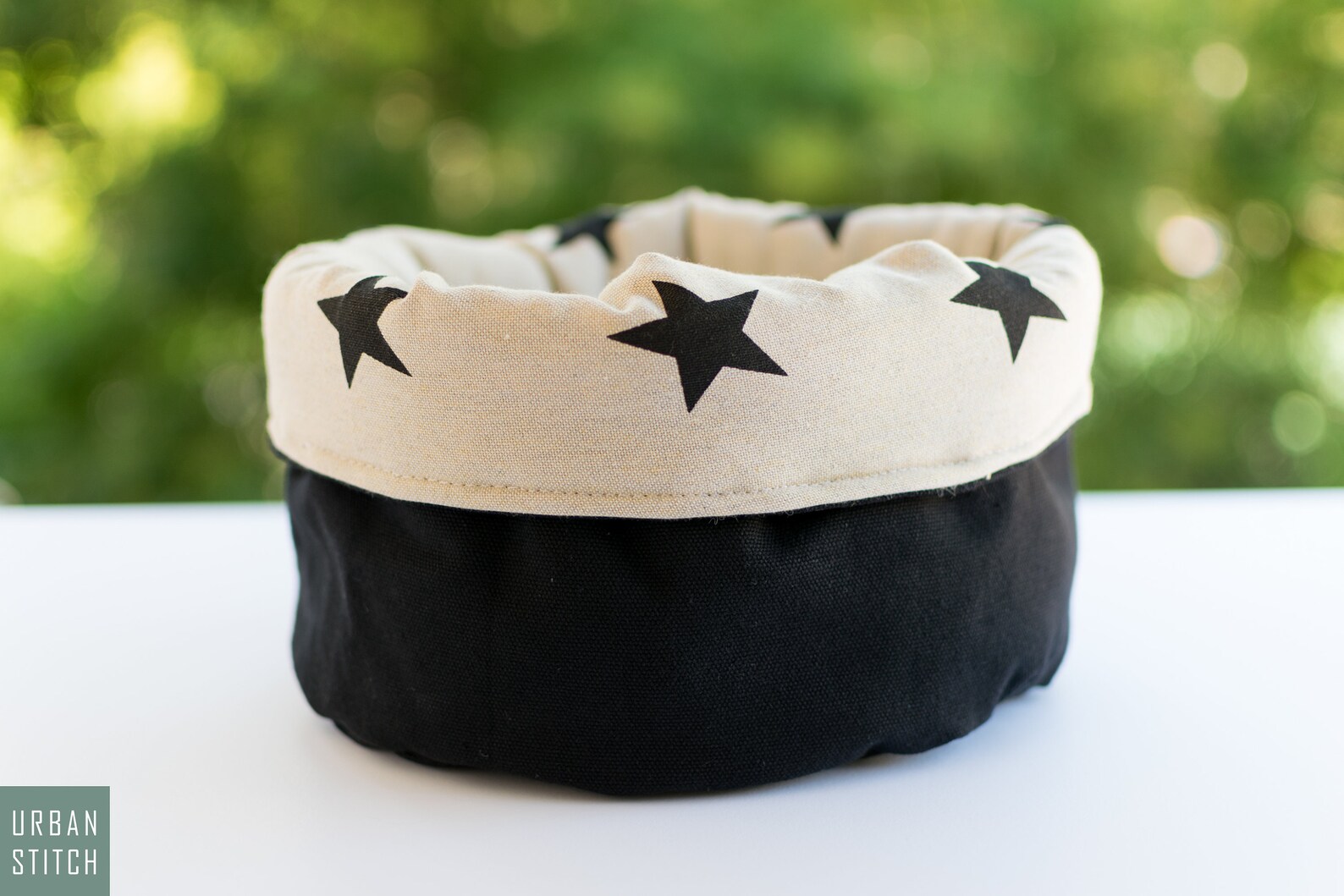 Round Fabric Basket - Reversible Storage Basket, Quilted Basket ...