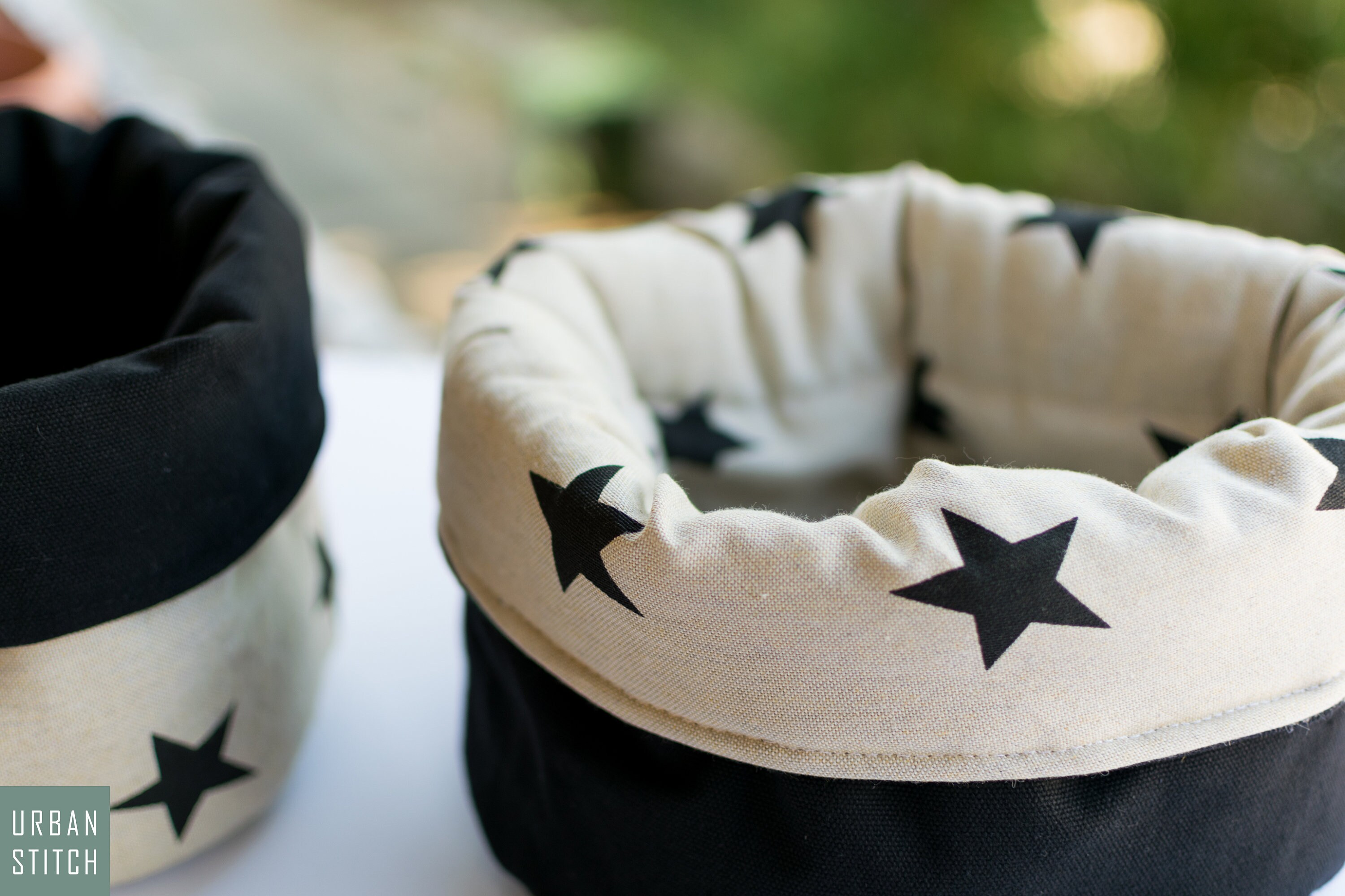 Round Fabric Basket - Reversible Storage Basket, Quilted Basket ...